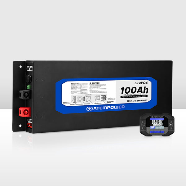 Atem Power 12V 100Ah Slimline Lithium Battery Built-in 40A DC to DC Ch ...